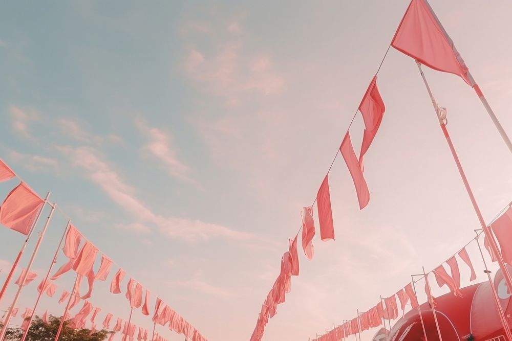 Festival pink flag sky. AI | Free Photo - rawpixel