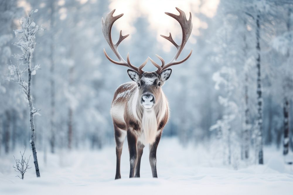 Reindeer wildlife winter forest. AI | Free Photo - rawpixel