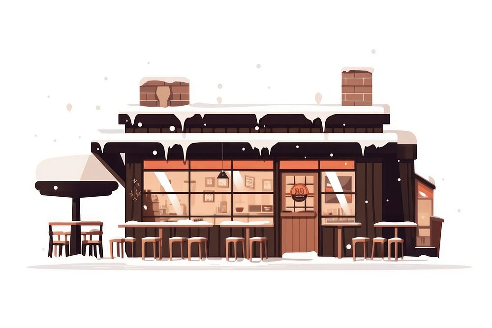 Restaurant winter snow architecture. AI | Free Photo Illustration ...