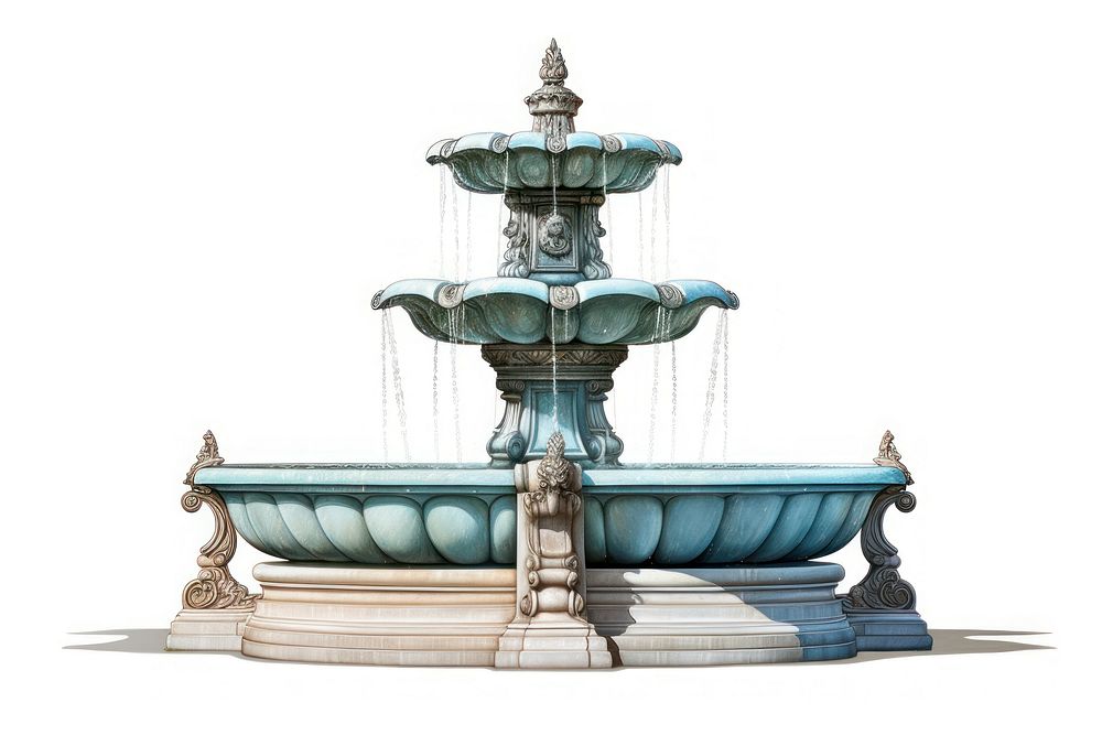 Water fountain architecture white background | Free Photo Illustration - rawpixel