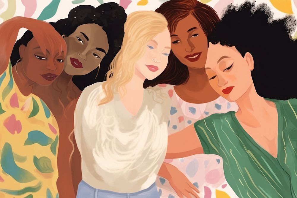 Diversity women art friendship drawing | Free Photo Illustration - rawpixel