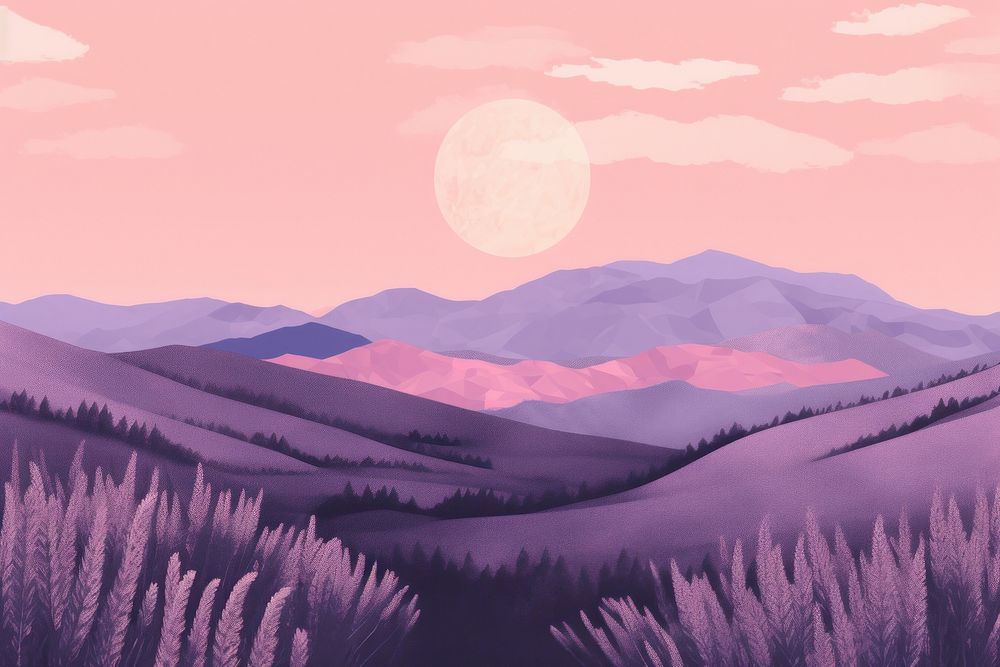 Lavender landscape mountain outdoors. AI | Free Photo Illustration ...