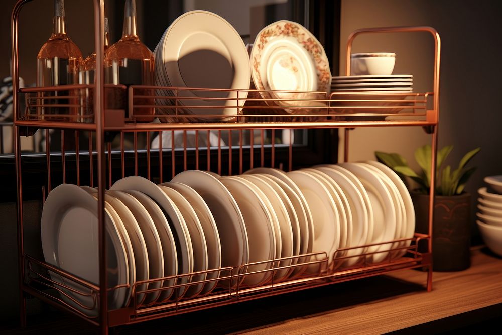Dish rack furniture plate arrangement. | Free Photo - rawpixel