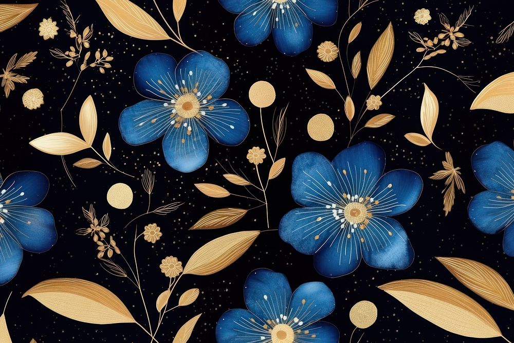 Blue flower pattern backgrounds plant. | Premium Photo Illustration ...