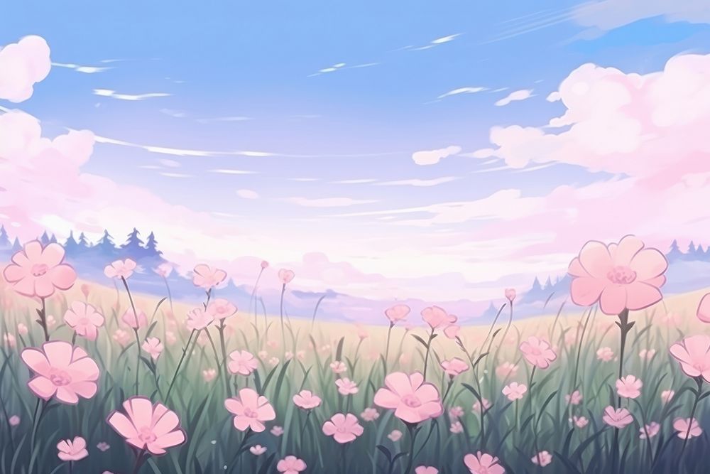 Flower field backgrounds landscape outdoors. | Premium Photo ...