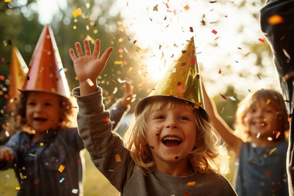 Party confetti portrait outdoors. AI | Premium Photo - rawpixel