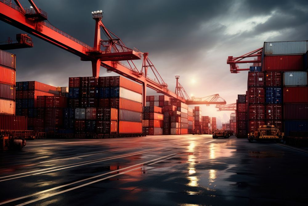 Container port architecture delivering. | Free Photo - rawpixel