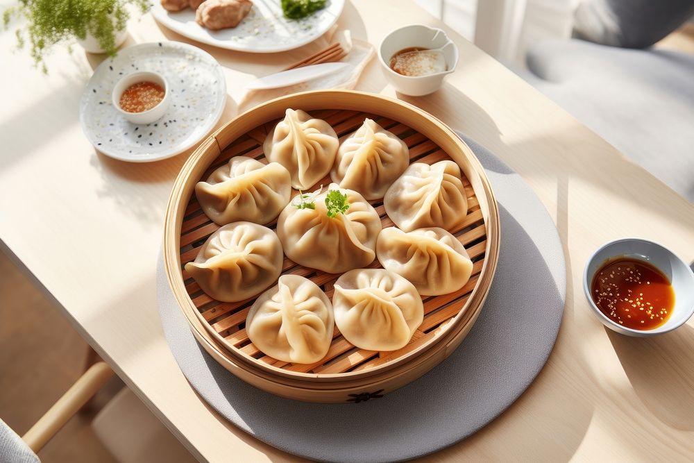 Dumpling dumpling table plate. AI | Premium Photo - rawpixel