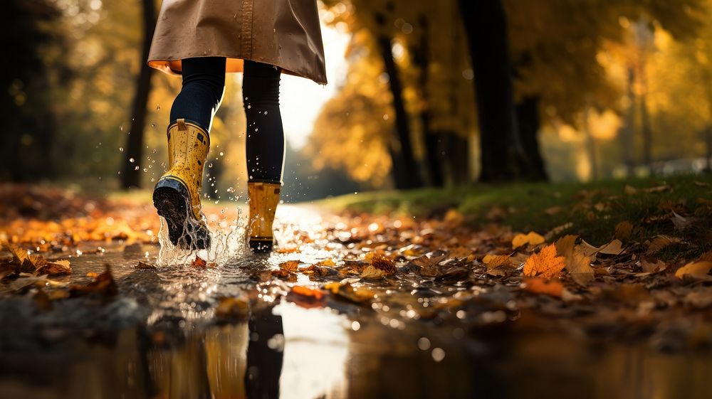 Woman legs walking autumn puddle. | Free Photo - rawpixel