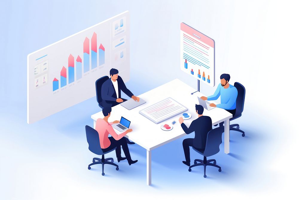 Computer meeting table chart. AI | Free Photo Illustration - rawpixel