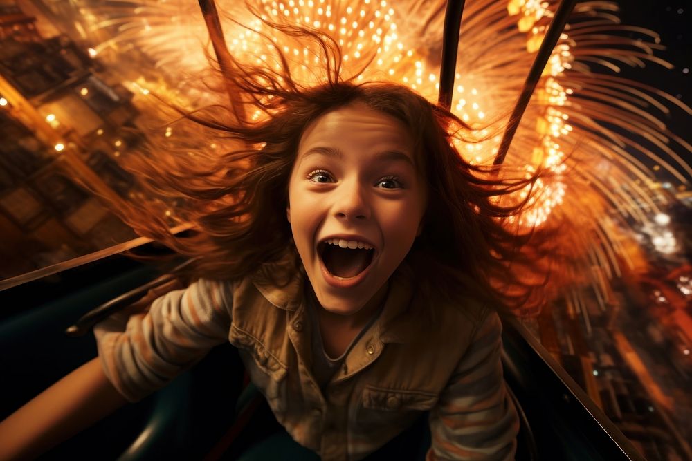 little girl shouting night fun. | Free Photo - rawpixel