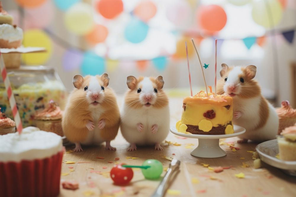 Hamster birthday party dessert mammal | Premium Photo - rawpixel
