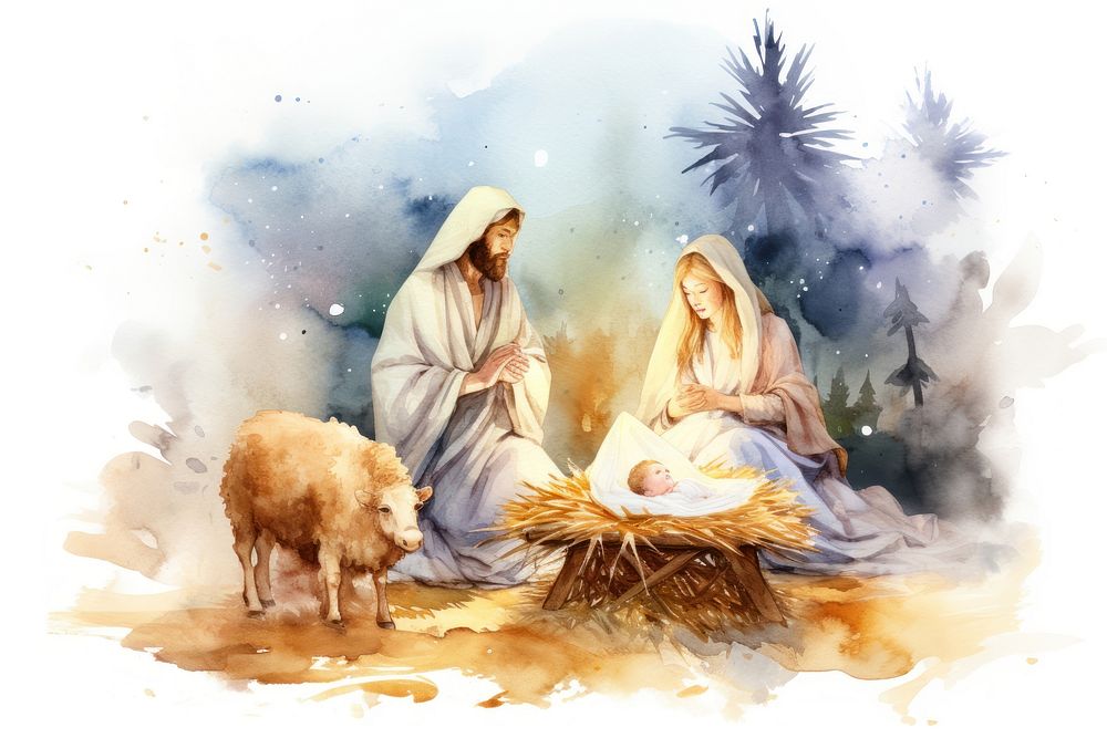 Christmas nativity painting outdoors adult | Premium Photo Illustration ...