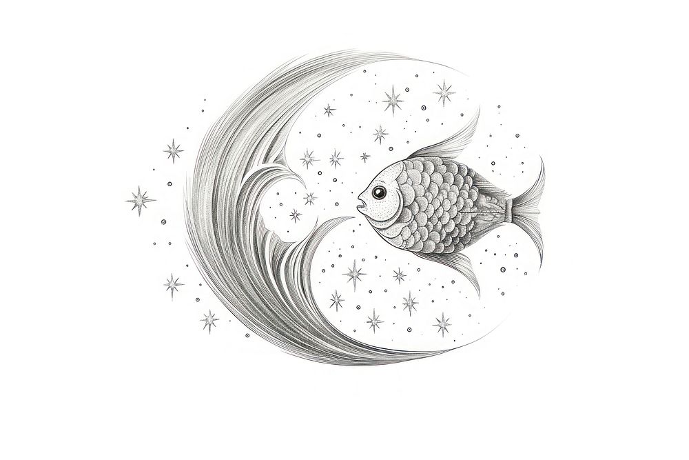 Pisces drawing sketch fish. | Free Photo Illustration - rawpixel