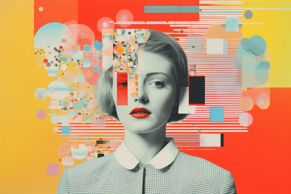 Minimal Collage Retro portrait painting | Premium Photo Illustration ...