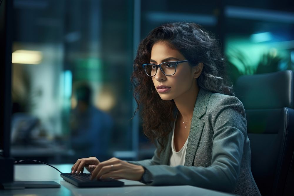 Latina woman computer working office. | Premium Photo - rawpixel