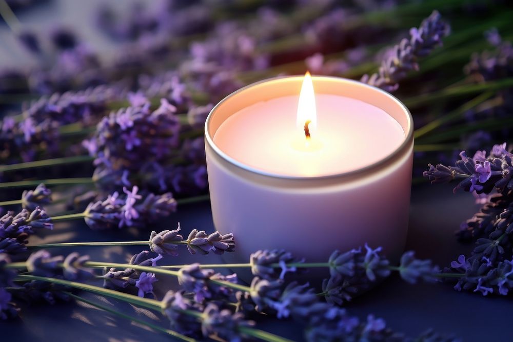 Lavender candle lighting flower plant. | Free Photo - rawpixel