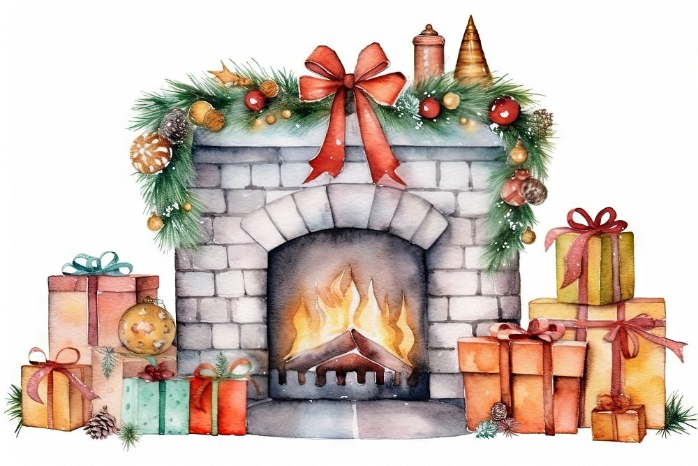 Fireplace christmas hearth gift | Free Photo Illustration - rawpixel