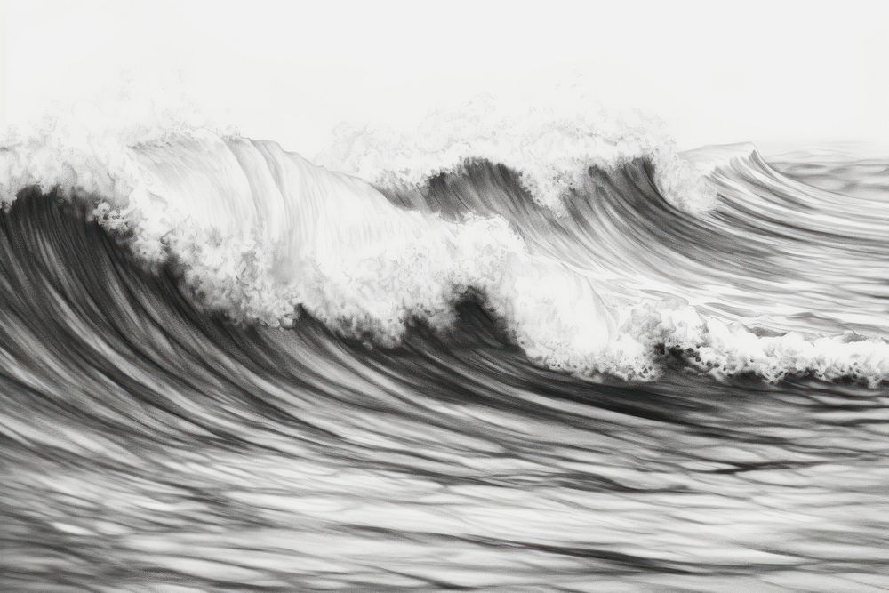 Ocean waves drawing nature sea. | Free Photo Illustration - rawpixel