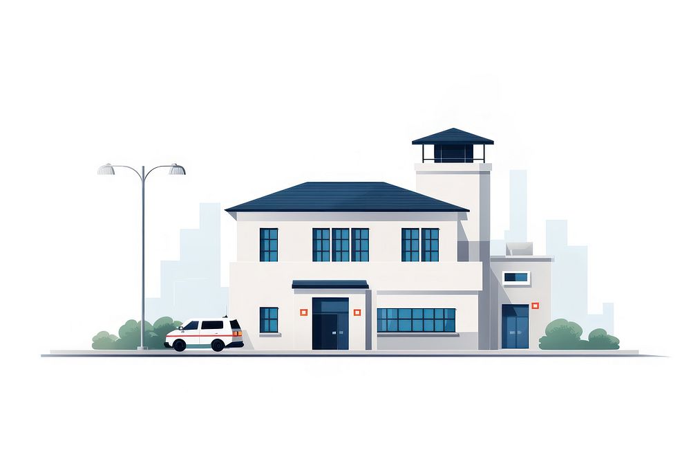 police station building vehicle garage. | Free Photo Illustration ...