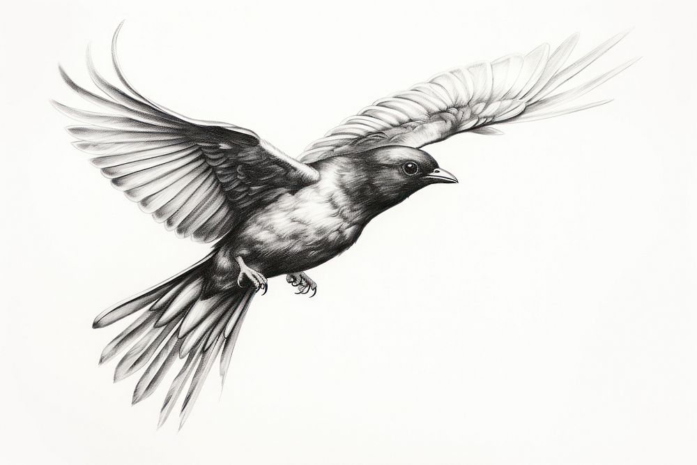 Flying bird drawing sketch animal. | Free Photo Illustration - rawpixel