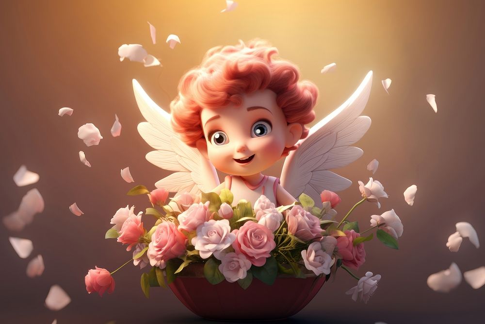 Cherub flower cartoon nature. | Premium Photo Illustration - rawpixel