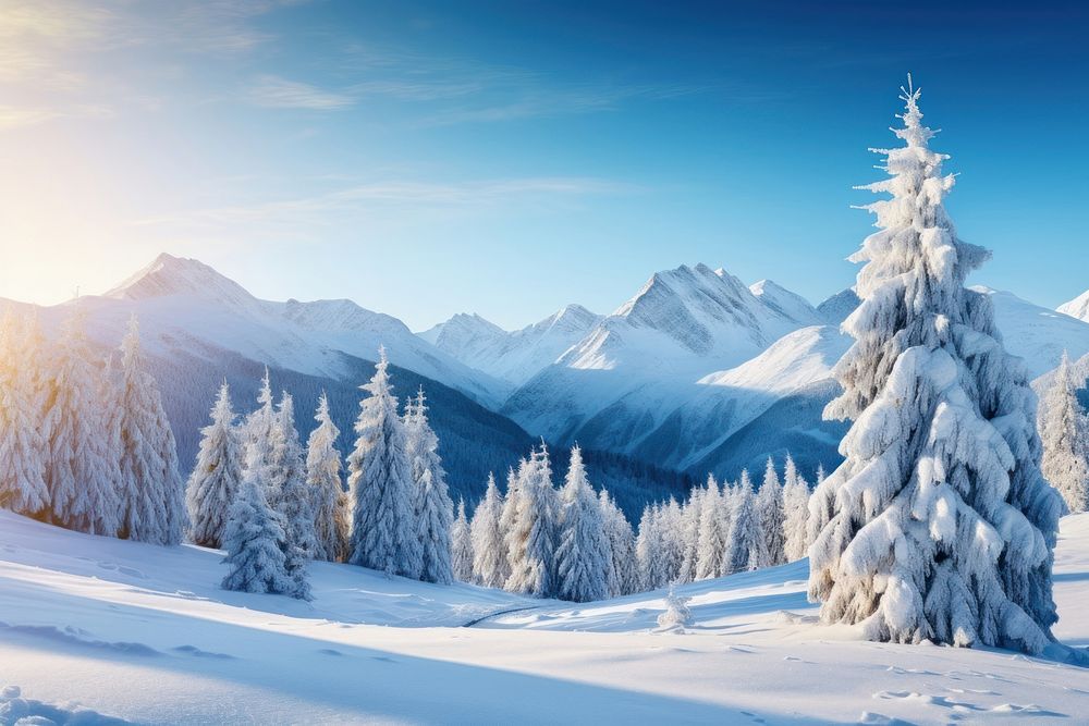 Landscape snow tree panoramic. | Free Photo - rawpixel