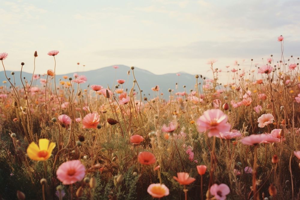 Flower field landscape grassland. | Premium Photo - rawpixel