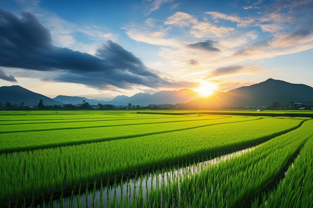 Rice field landscape outdoors nature. | Free Photo - rawpixel
