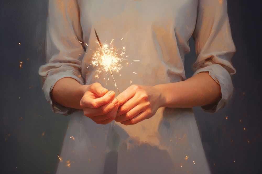 Hand holding sparkler sparks illuminated | Free Photo Illustration ...