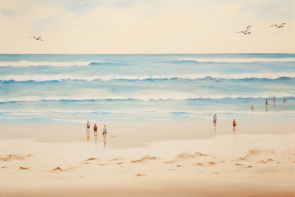 Beach bird outdoors painting. | Free Photo Illustration - rawpixel