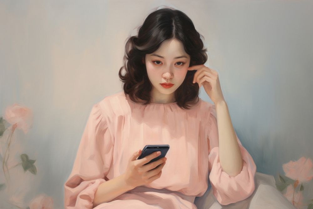 Lady use mobile phone portrait | Free Photo Illustration - rawpixel