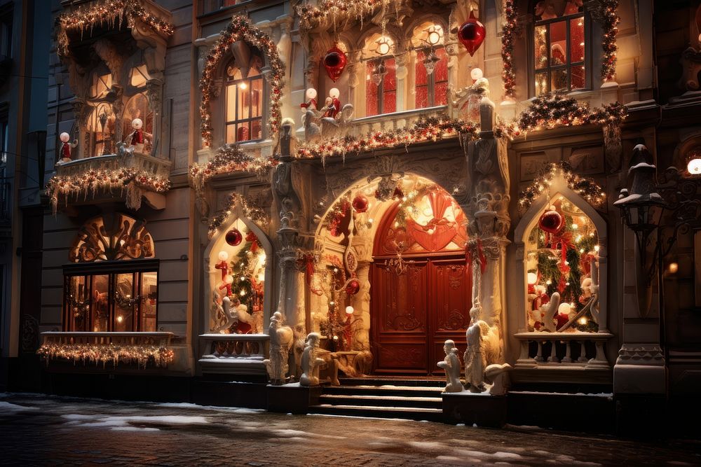 Christmas decoration building holiday christmas | Free Photo - rawpixel