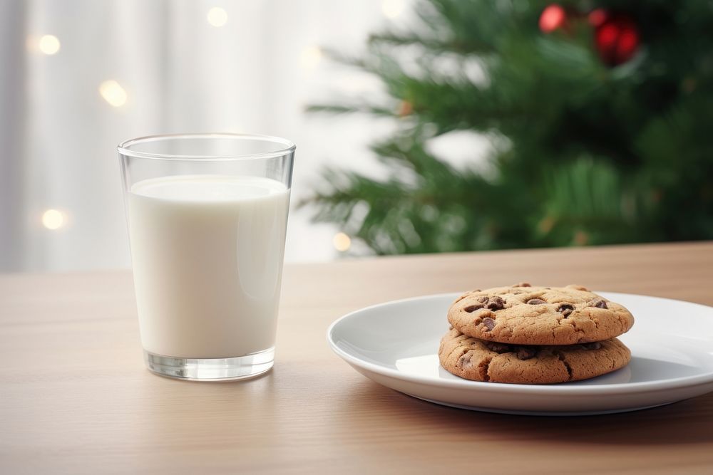 Plate milk decoration christmas. AI | Free Photo - rawpixel