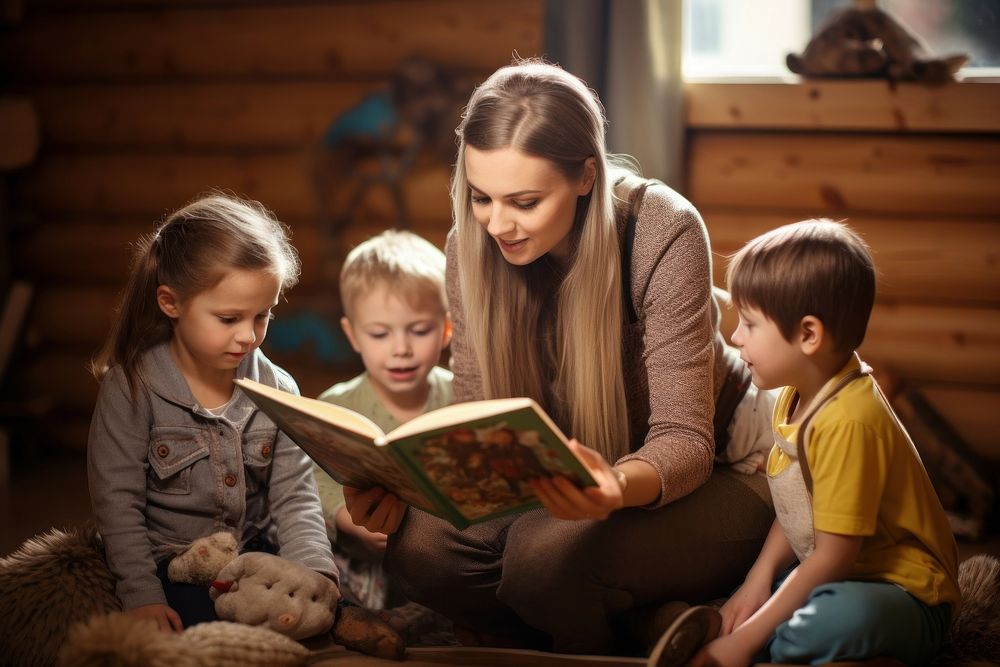 Daycare teacher reading child book. | Premium Photo - rawpixel