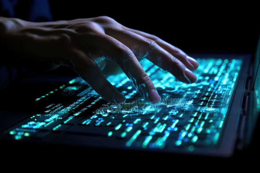 Computer glowing typing person. AI | Premium Photo - rawpixel