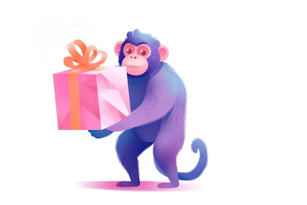 Monkey carrying gift wildlife mammal | Premium Photo Illustration ...