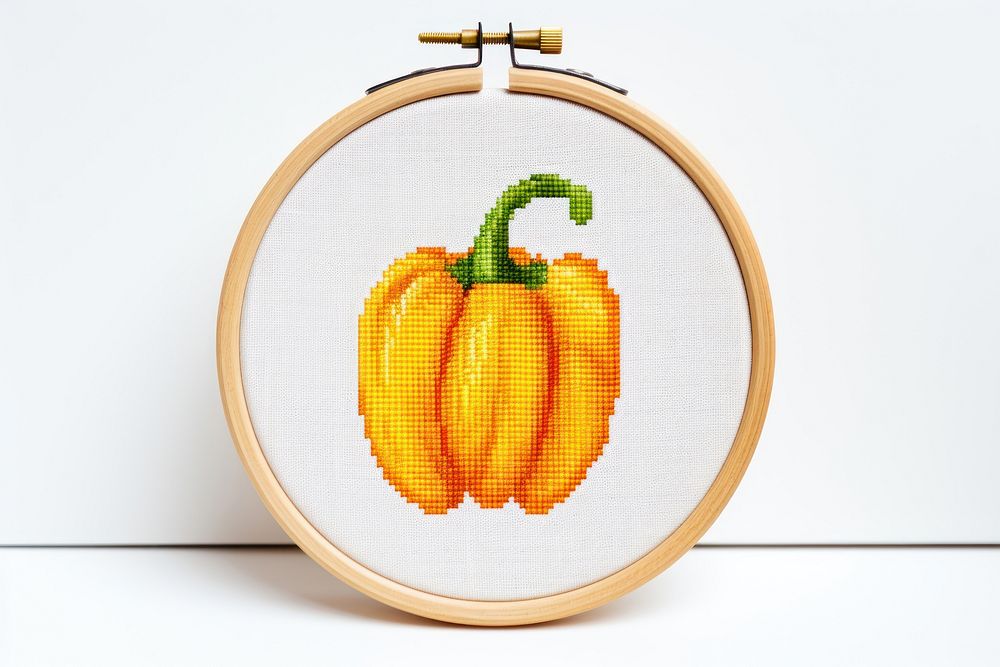 Yellow bell pepper embroidery vegetable | Premium Photo - rawpixel