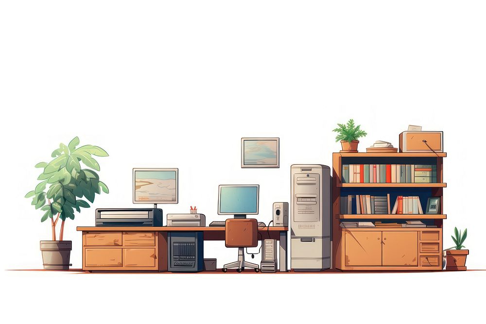 Office furniture computer table. AI | Free Photo Illustration - rawpixel