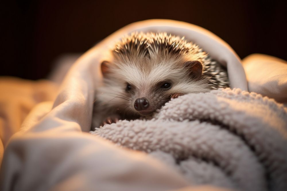 Sleeping Hedgehog hedgehog blanket animal. | Free Photo - rawpixel
