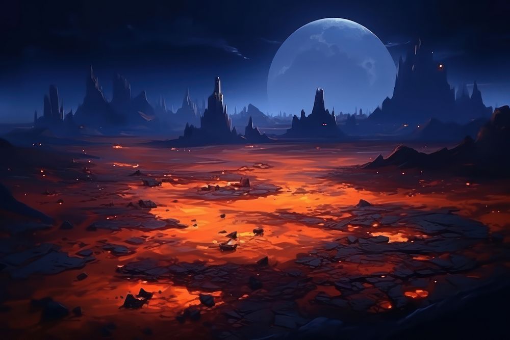 Vintage space science illustration landscape | Premium Photo ...