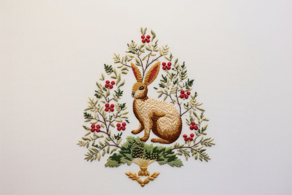 Embroidery pattern animal mammal. AI | Premium Photo - rawpixel