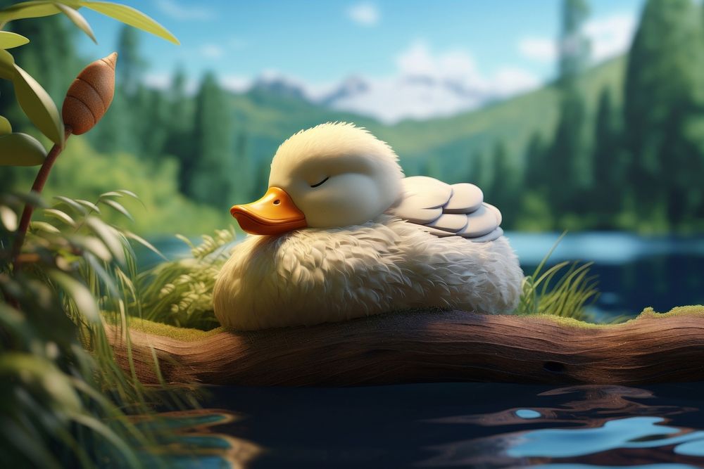 Sleeping ducking outdoors cartoon animal. | Free Photo Illustration ...