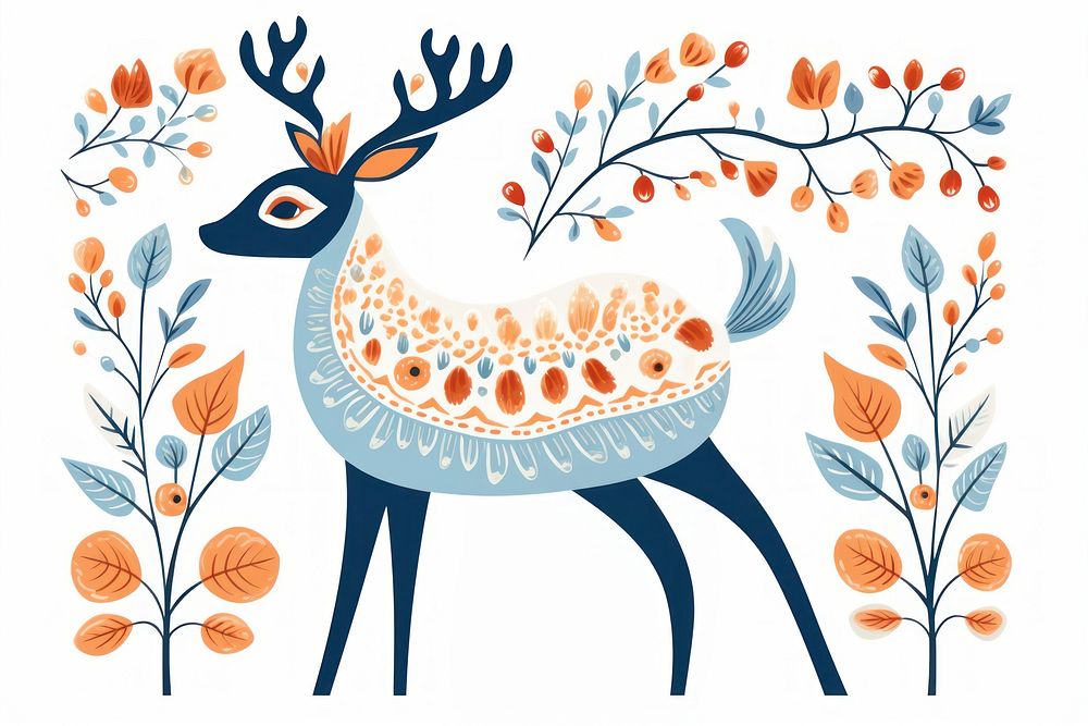 deer art pattern drawing. | Free Photo Illustration - rawpixel
