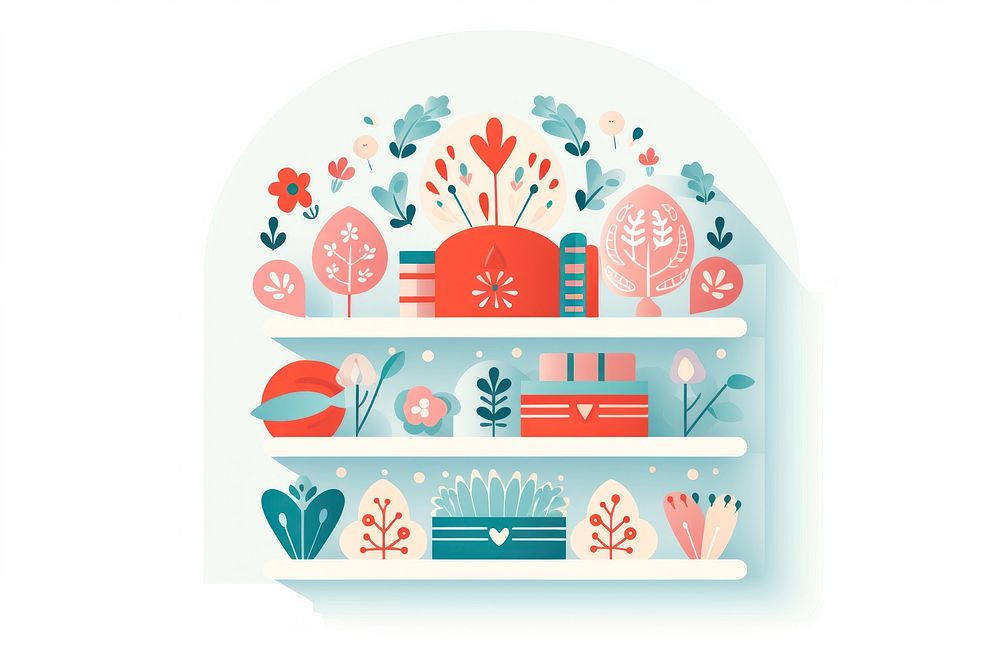 Vector minimal mini book shelf | Free Photo Illustration - rawpixel