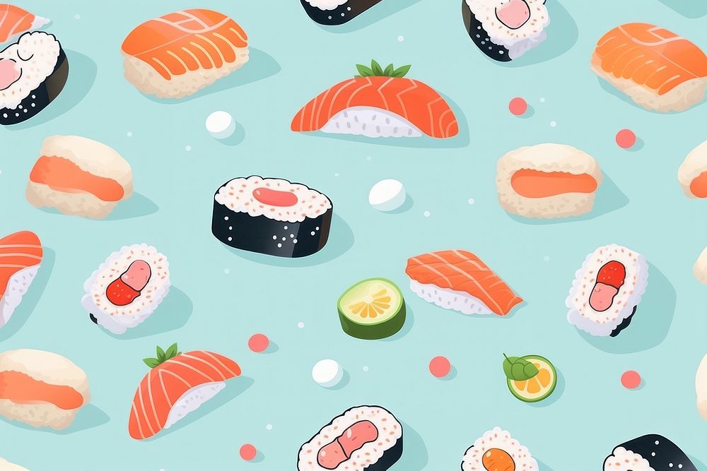 Sushi backgrounds pattern food. AI | Free Photo Illustration - rawpixel