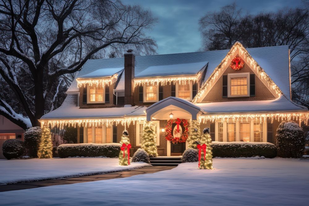 Suburban house christmas architecture decoration. | Free Photo - rawpixel