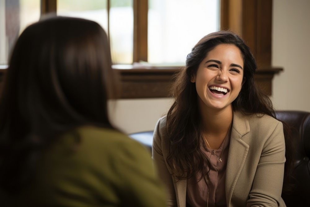 Latin woman laughing talking smile. | Free Photo - rawpixel