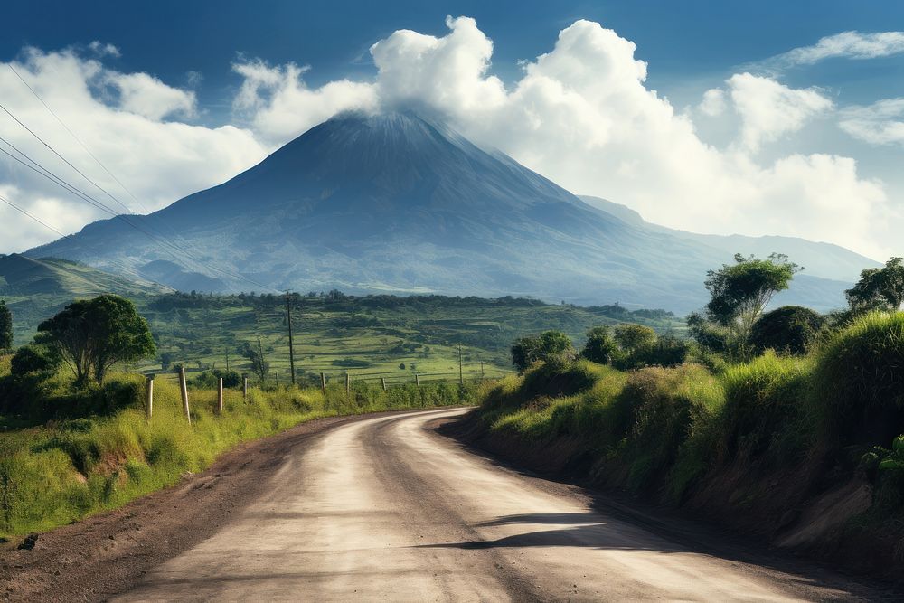 Rural road landscape outdoors volcano | Free Photo - rawpixel