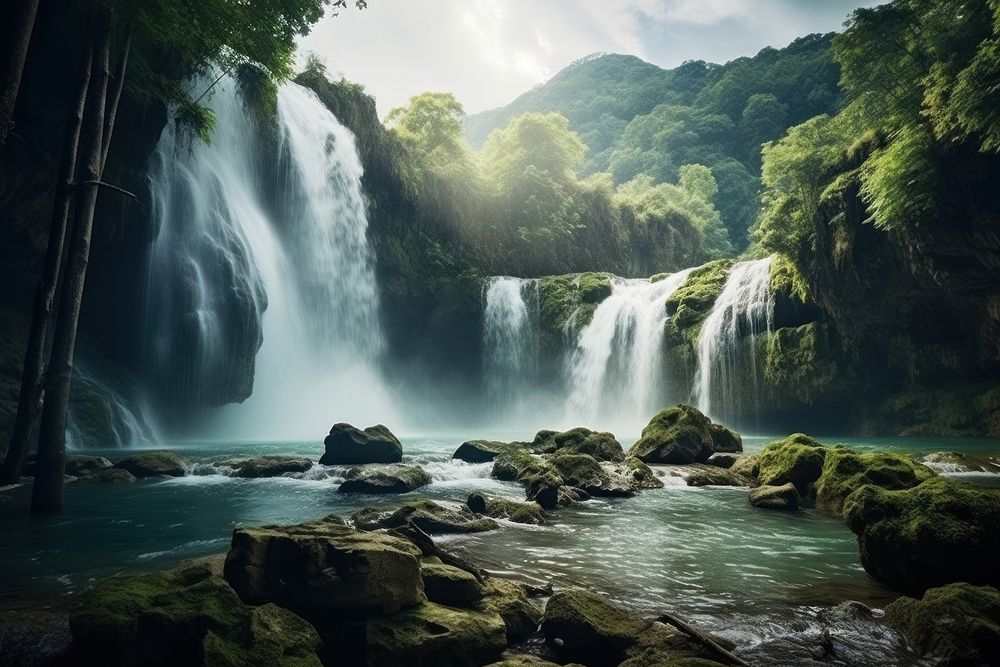 Beautiful waterfall landscape outdoors nature. | Free Photo - rawpixel